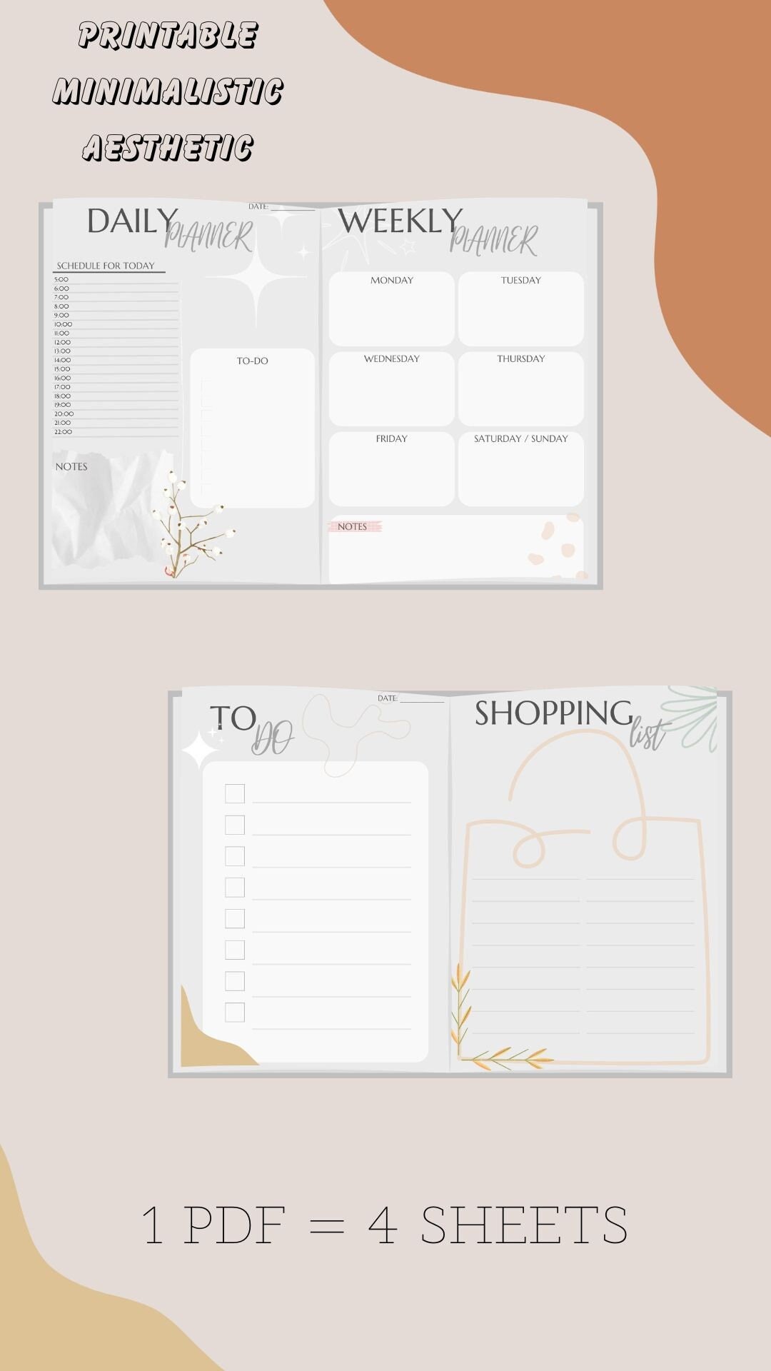 Minimalistic PDF/JPG Planner Pack - Etsy