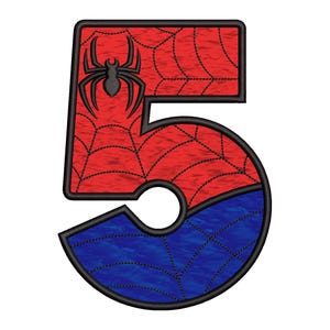 Birthday Applique Embroidery Design, Spider 5th Birthday Applique ...