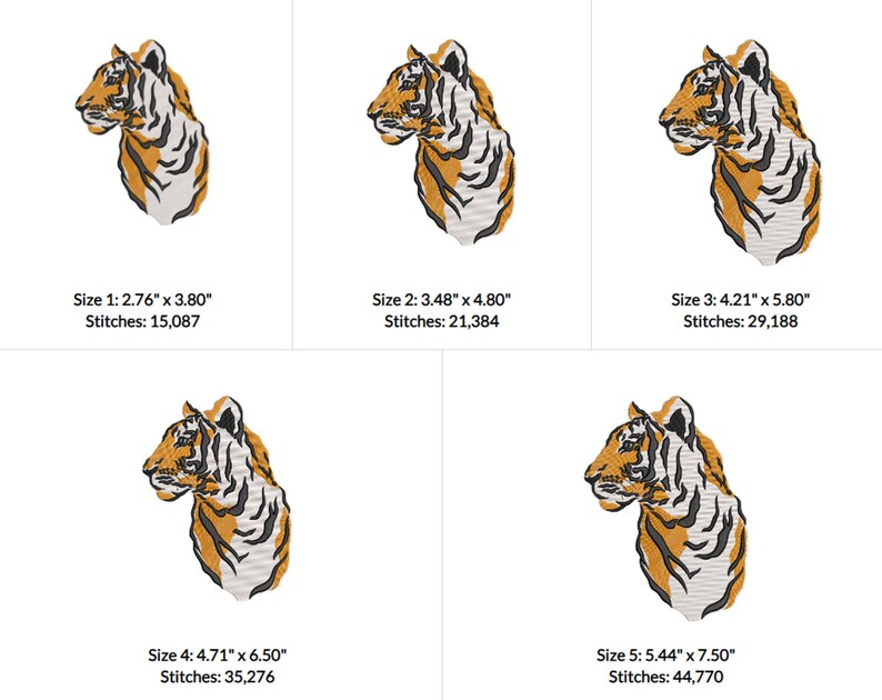 Tiger Embroidery Designs Tiger Sketch Machine Embroidery - Etsy
