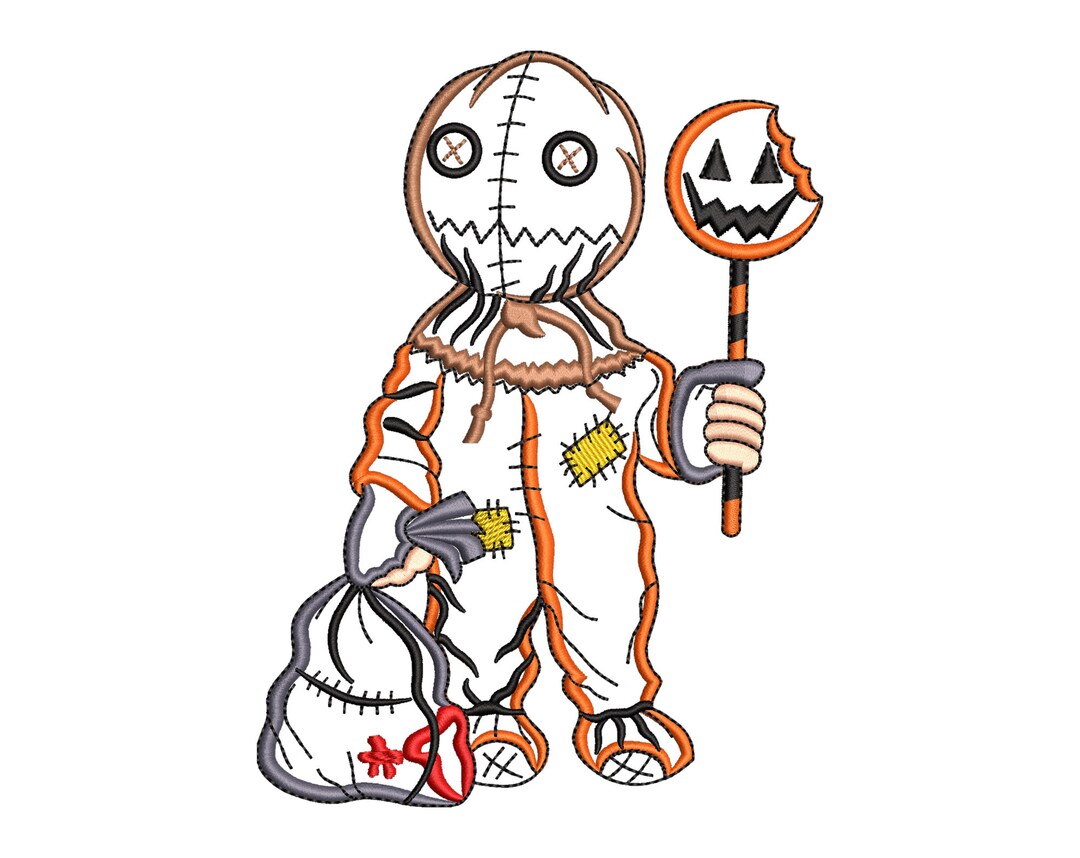 Halloween Trick or Trait Embroidery Design, Horror Halloween Candy ...