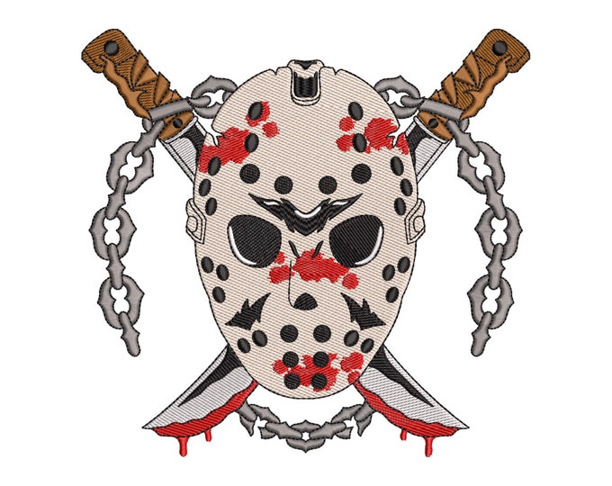 Halloween Horror Embroidery Designs, Retro Horror Bloody Knife Killer ...