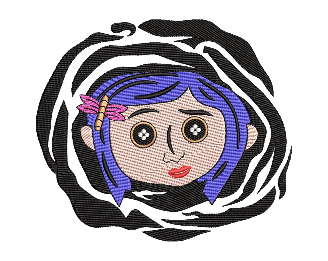 Halloween Embroidery Designs, Witch Girl Button Eyes Embroidery Design ...
