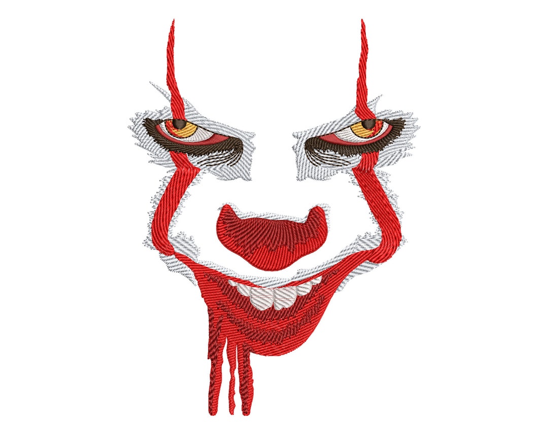 Halloween Horror Face Embroidery Designs, You'll Float Too Scary Clown ...