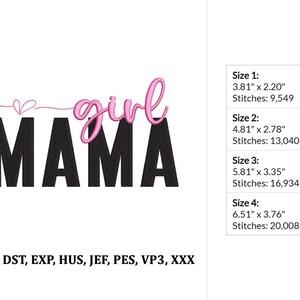 Mama Girl Embroidery Design, Mama Mini Girls Matching Embroidery Design ...