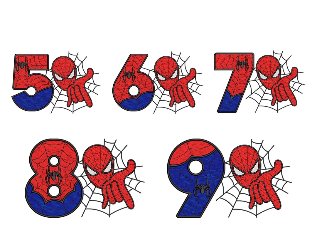 Superhero Embroidery Design, Spider Birthday Numbers, Numbers Machine ...