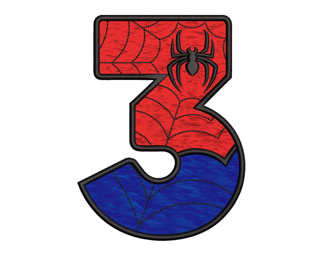 Birthday Applique Embroidery Design, Spider 3rd Birthday Applique ...