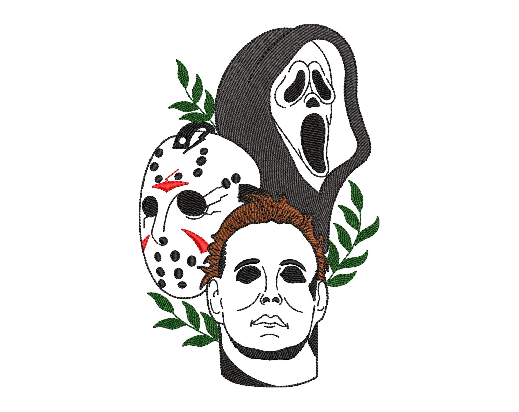 Retro Halloween Horror Embroidery Designs Horror Movie Floral - Etsy