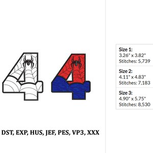 Superhero Applique Embroidery Design, Spider Birthday Numbers, Numbers ...