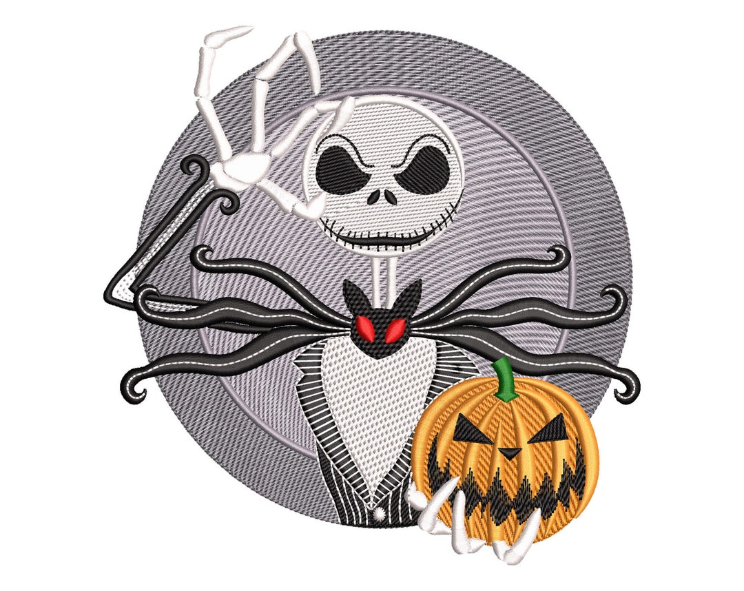 Halloween Skeleton Embroidery Design, Jack Skull With Pumpkin ...