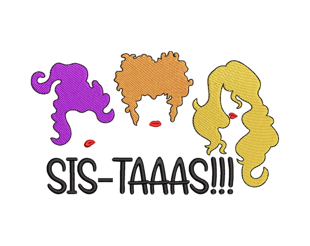 Witch Trio Sisters Embroidery Designsn, Funny Halloween Embroidery ...