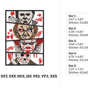 Horror Embroidery Designs, Horror Killers Digital Embroidery Machine ...