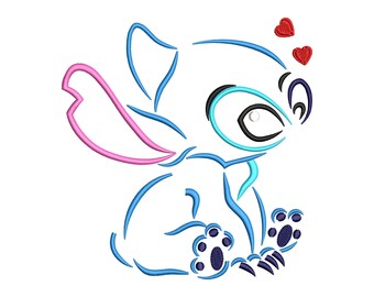 Stitch Embroidery Design, Sitting Stitch Machine Embroidery Files, Cute ...