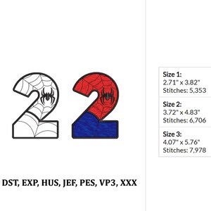 Birthday Applique Embroidery Design, Spider Numbers 0-9 Set Applique ...