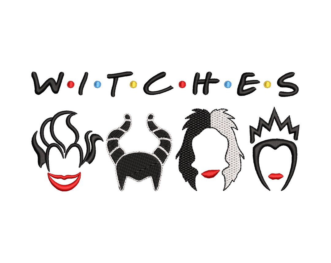 Bad Girls Witches Embroidery Designs, Horror Character Female Villains ...
