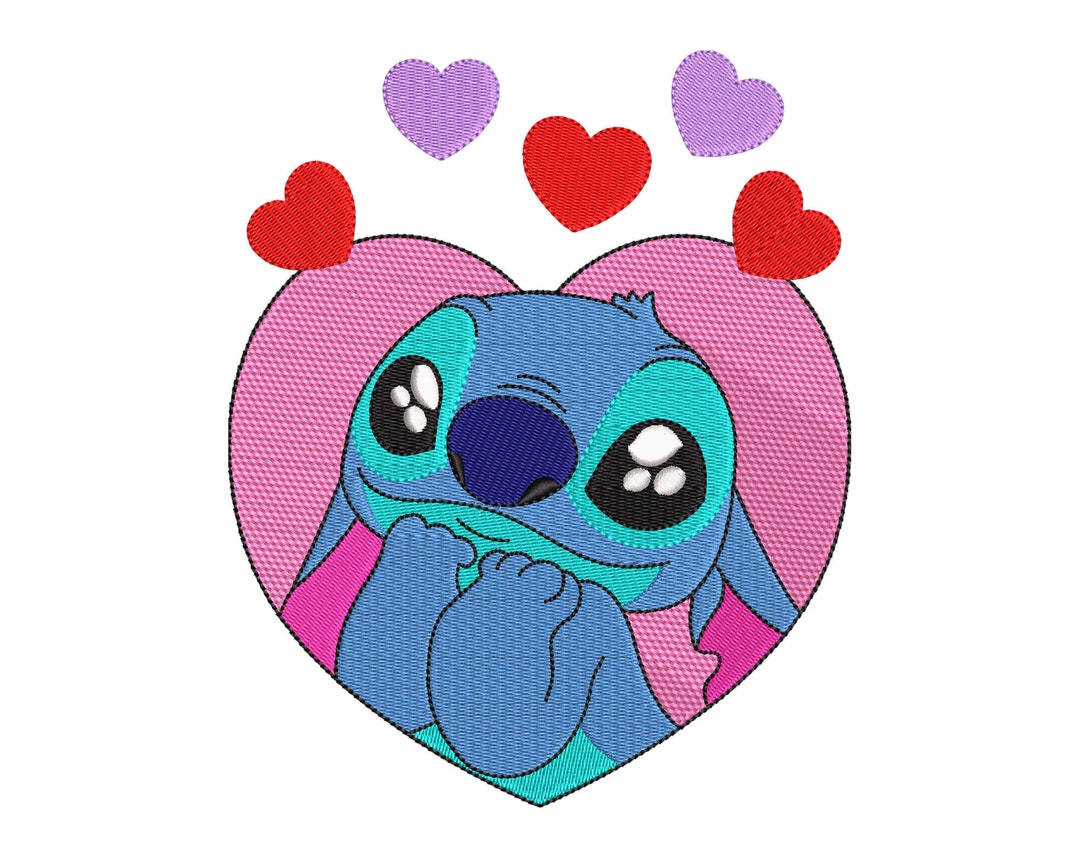 Stitch Embroidery Designs, Character Embroidery, Stitch With Heart ...