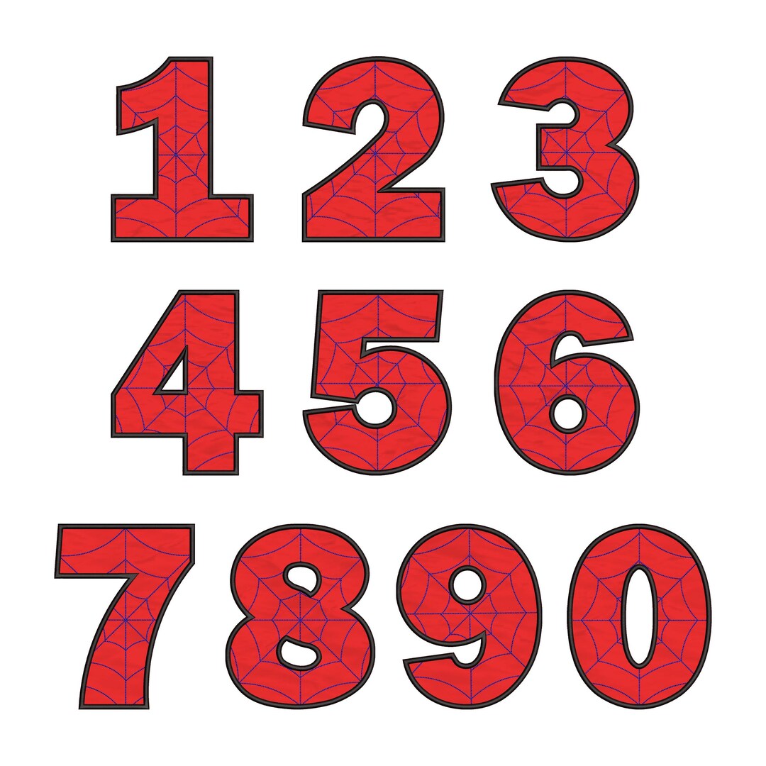Birthday Applique Embroidery Design, Spider Numbers 0-9 Set Applique ...