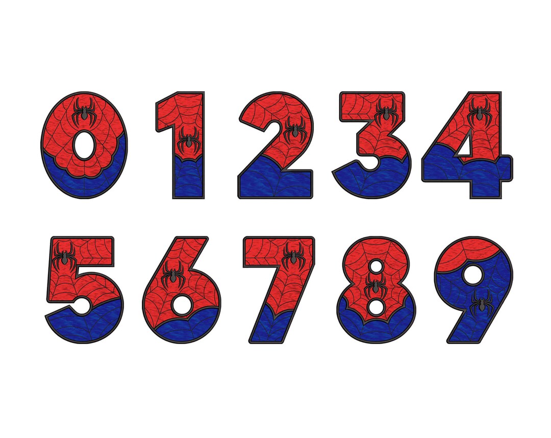Birthday Applique Embroidery Design, Spider Numbers 0-9 Set Applique ...