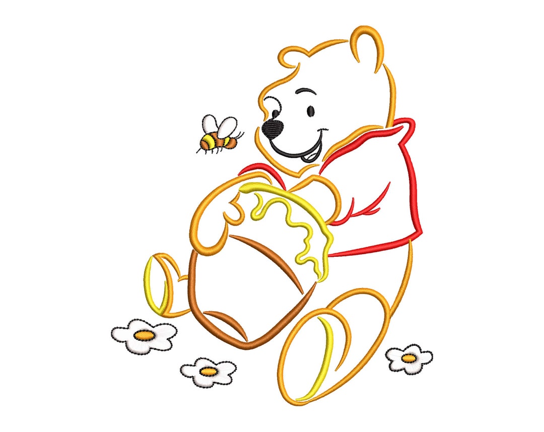 Honey Bee Pot Bear Embroidery Designs, Oh Bother Pooh Bear Embroidery ...
