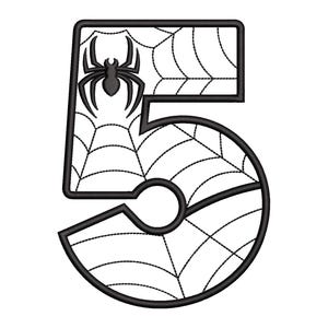 Birthday Applique Embroidery Design, Spider 5th Birthday Applique ...