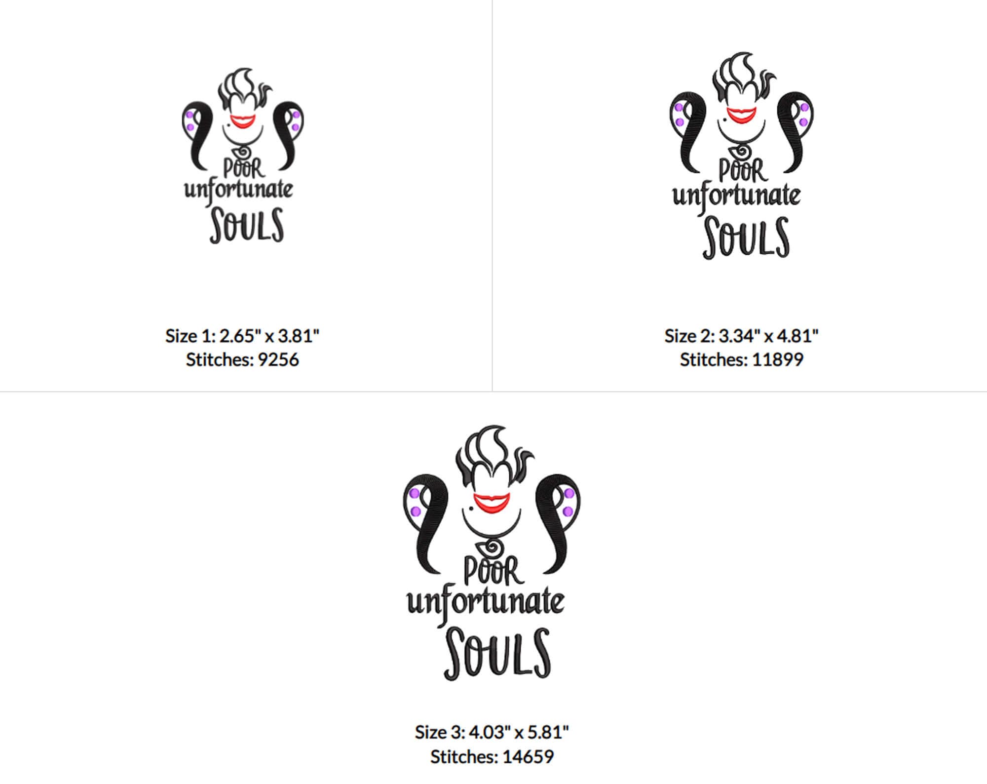 Poor Unfortunate Soul Embroidery Design Halloween Designs - Etsy