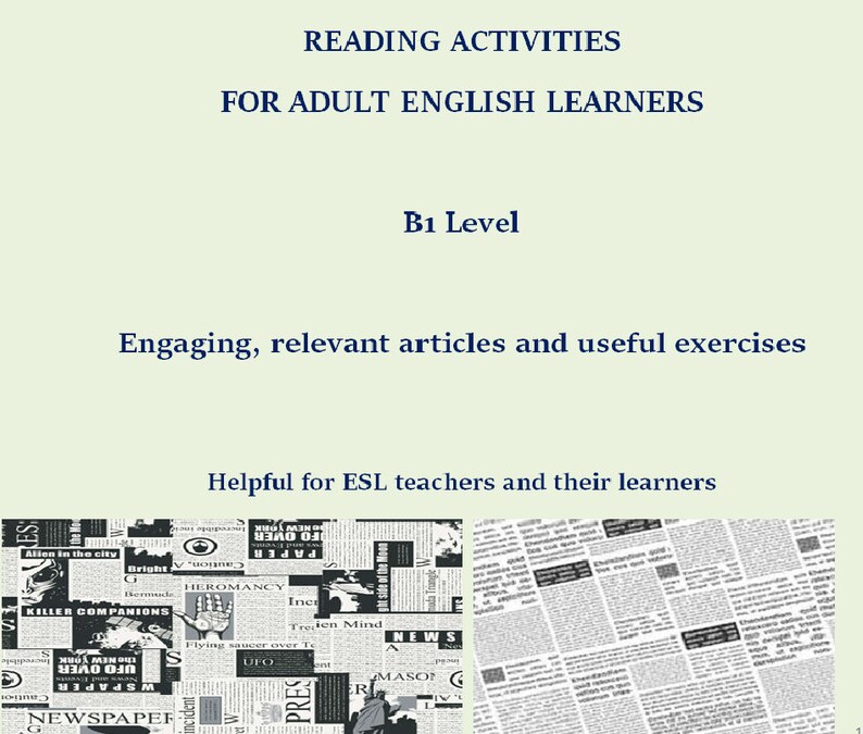 Reading Activities for Adult English Learners B1 Level | E-book in ...