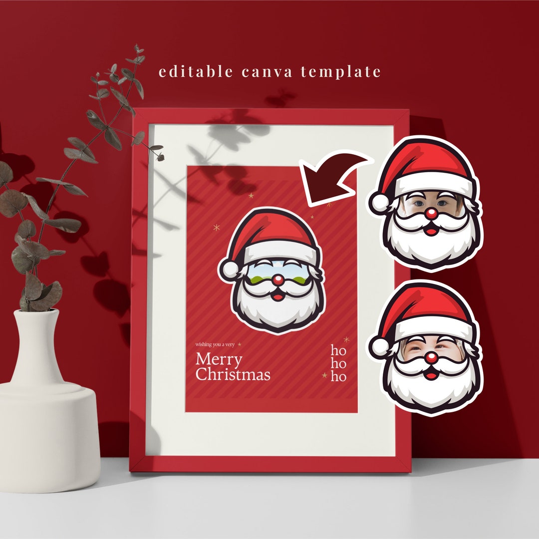 Christmas Printable Photo Collage Santa Wall Art Frame CANVA Templates ...