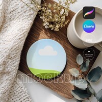 White Round Sublimation Coaster Mockup (JPG) - Etsy