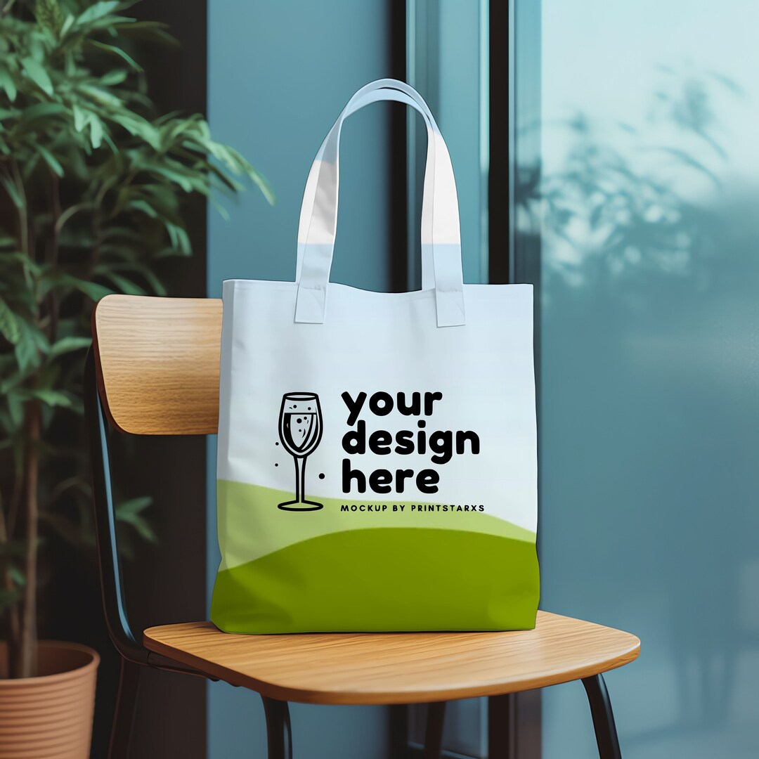 White Tote Bag Mockup With Canva Template, Mockup High Resolution PNG ...