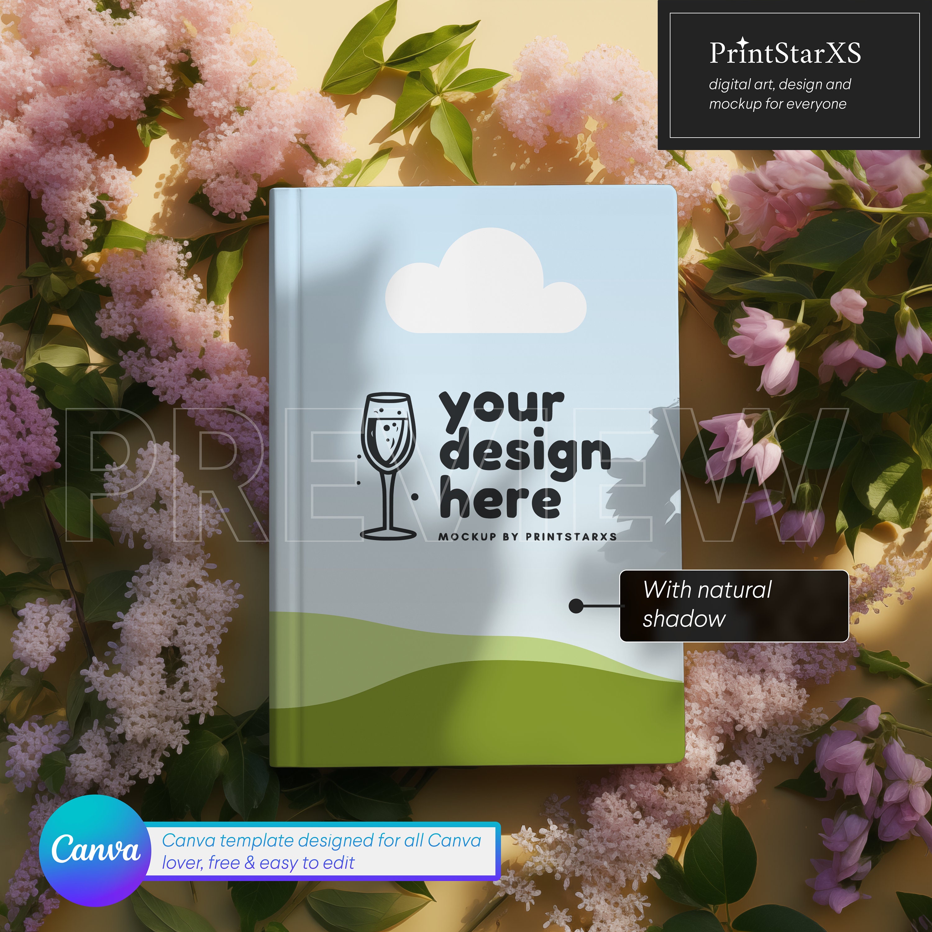 KDP Canva Mockup Hardcover Notebook Mockups Book Mock up for Ebook KDP ...