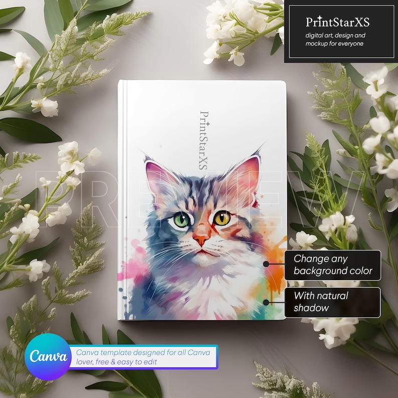KDP Canva Mockup Hardcover Notebook Mockups Book Mock up for Ebook KDP ...