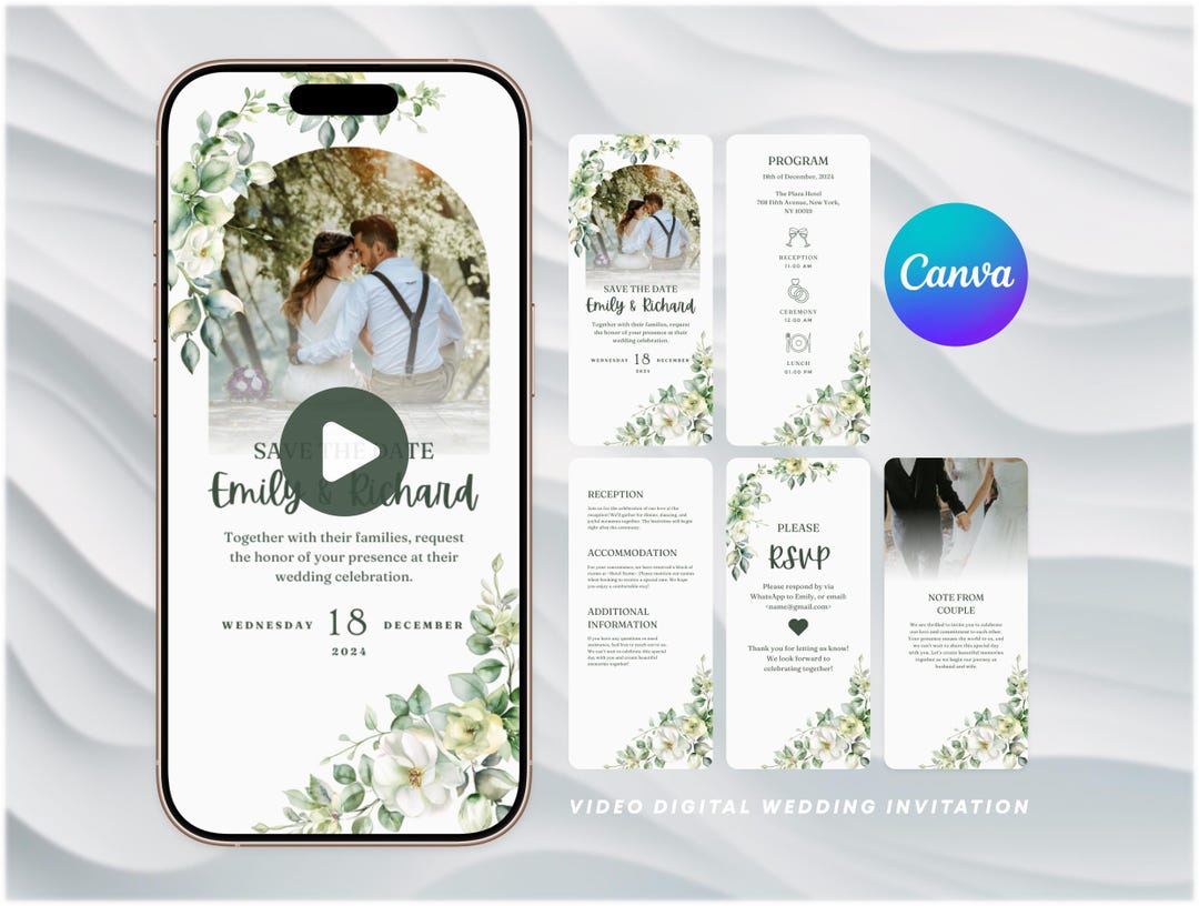 Save the Date Animated Digital Wedding Card Invitation Video Editable ...