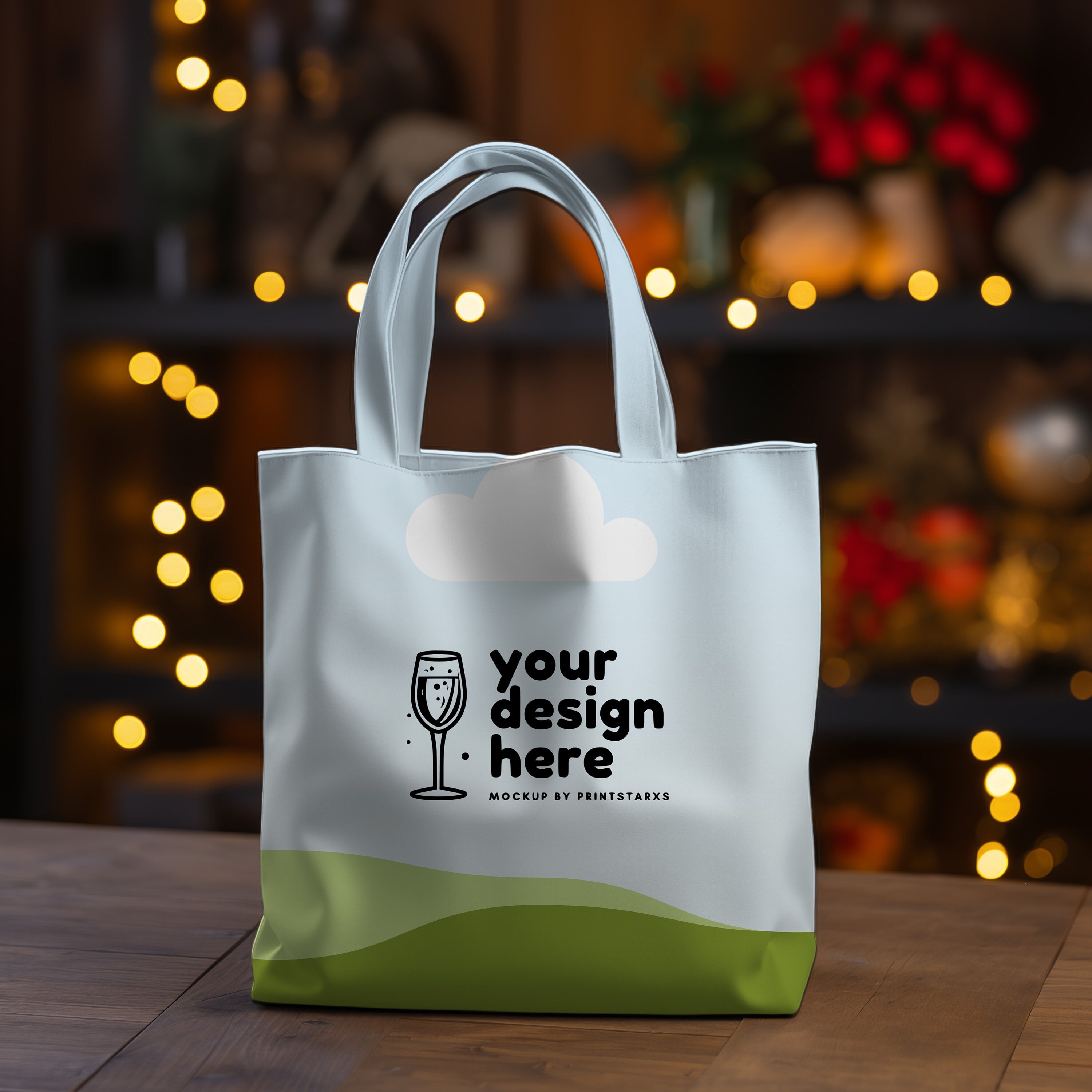 Christmas Tote Bag Mockup CANVA Template Totebag Mock Ups Holiday Bag ...