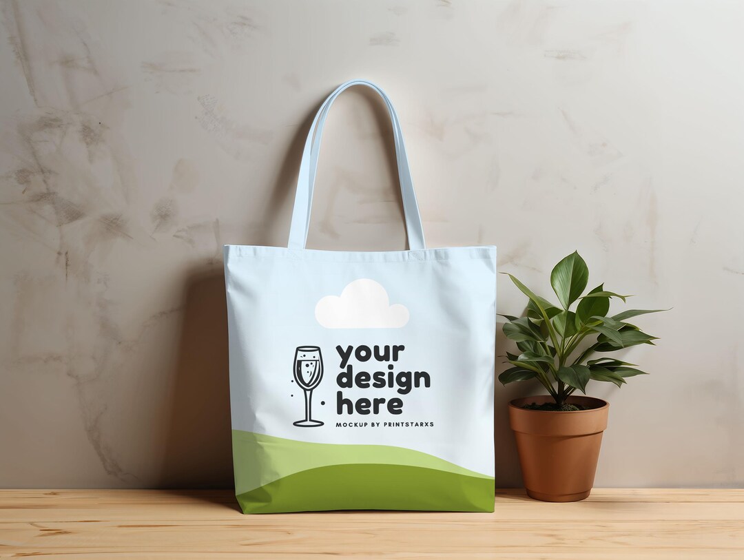 White Tote Bag Canva Mockup Template Minimal Mock up Tote-bag Editable ...