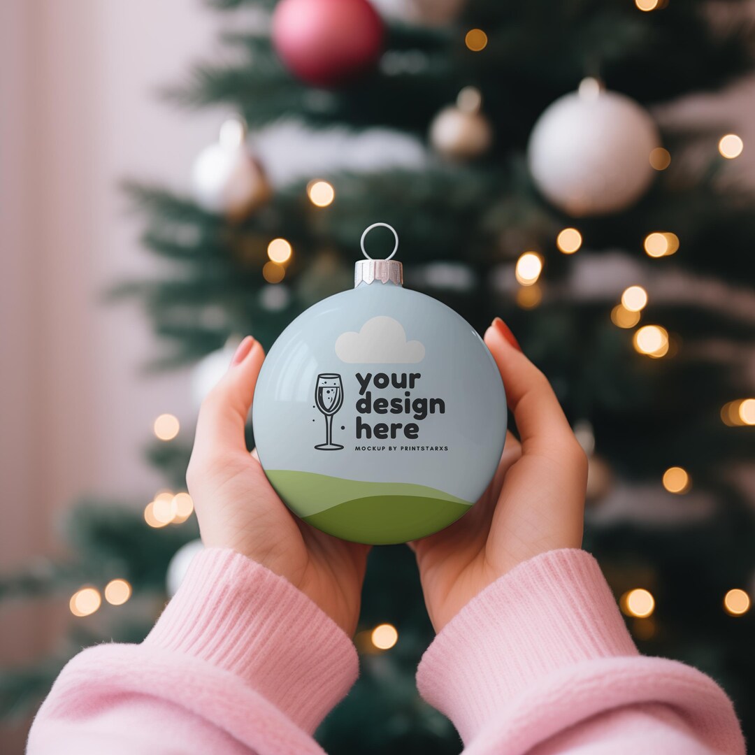 Christmas Ball Canva Mockup Bauble Mockups Realistic Round Ceramic ...