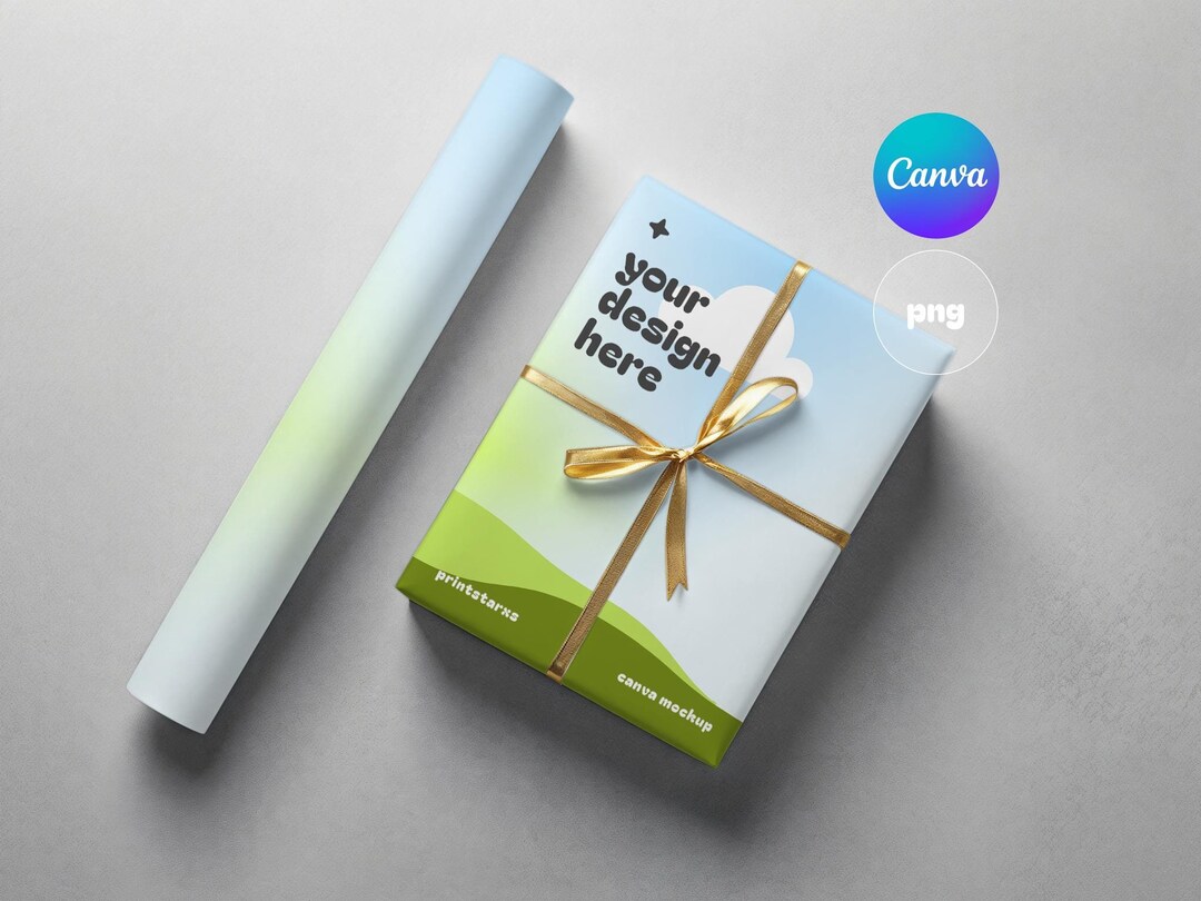 Wrapping Paper Roll Canva Mockup Gift Wrap Box Mockups Present Boxes ...