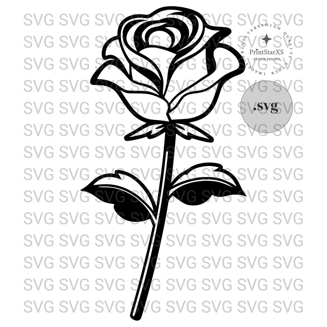 Rose Flower SVG Cute Flower Stem SVG Editable Clip Art Wildflower ...