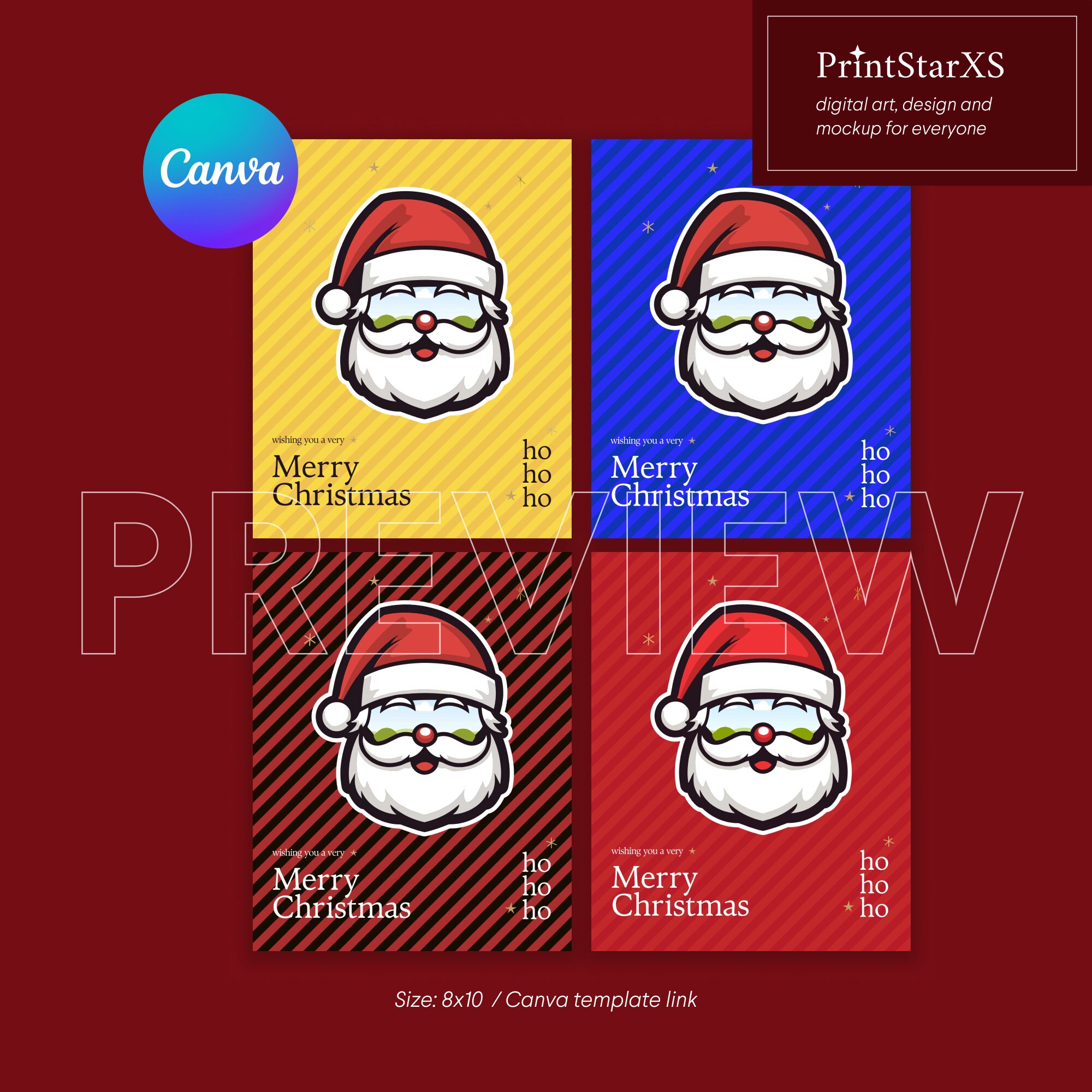 Christmas Printable Photo Collage Santa Wall Art Frame CANVA - Etsy