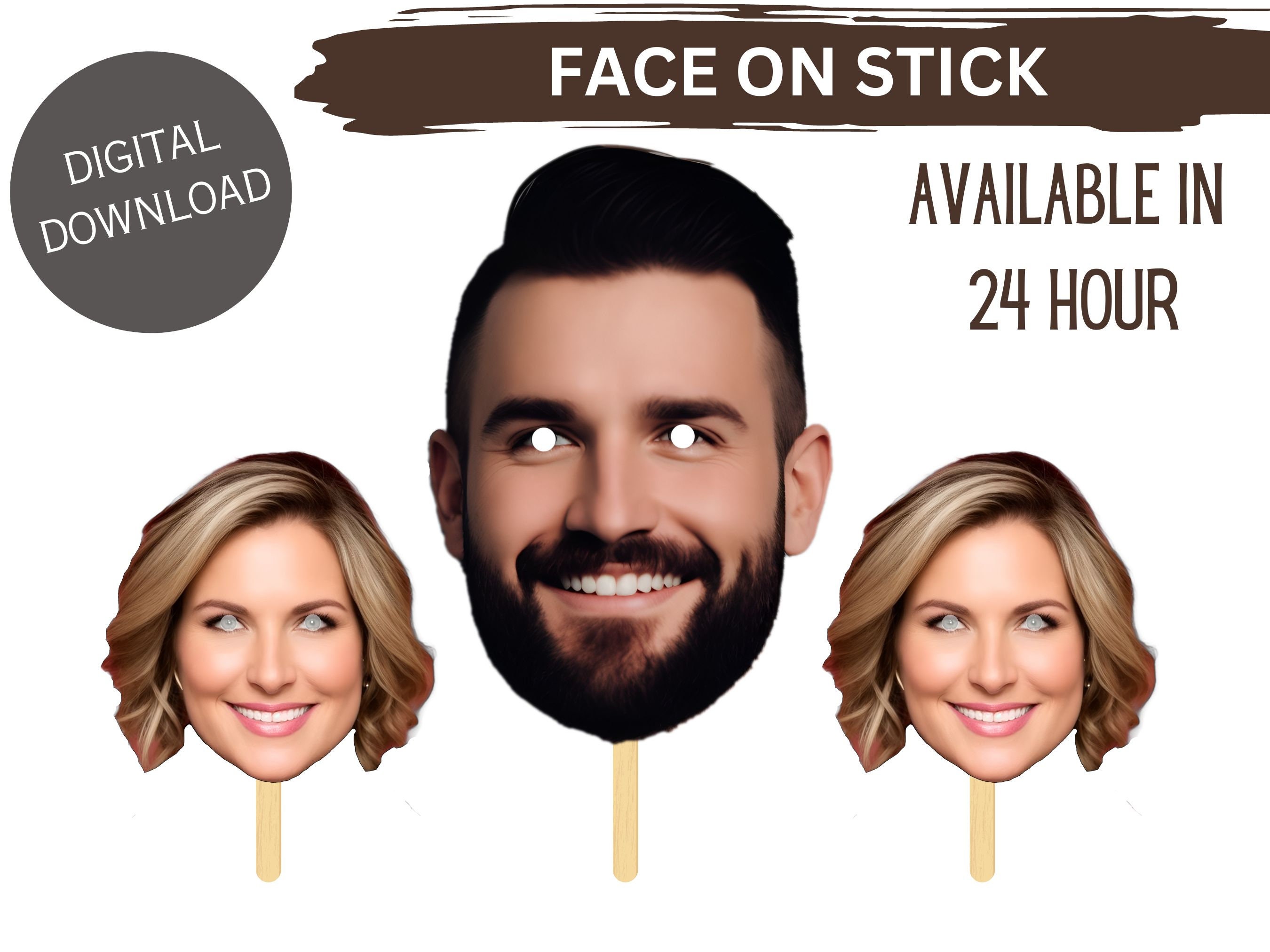 Face on A Stick Printable Face Mask Big Head Cutouts Birthday ...
