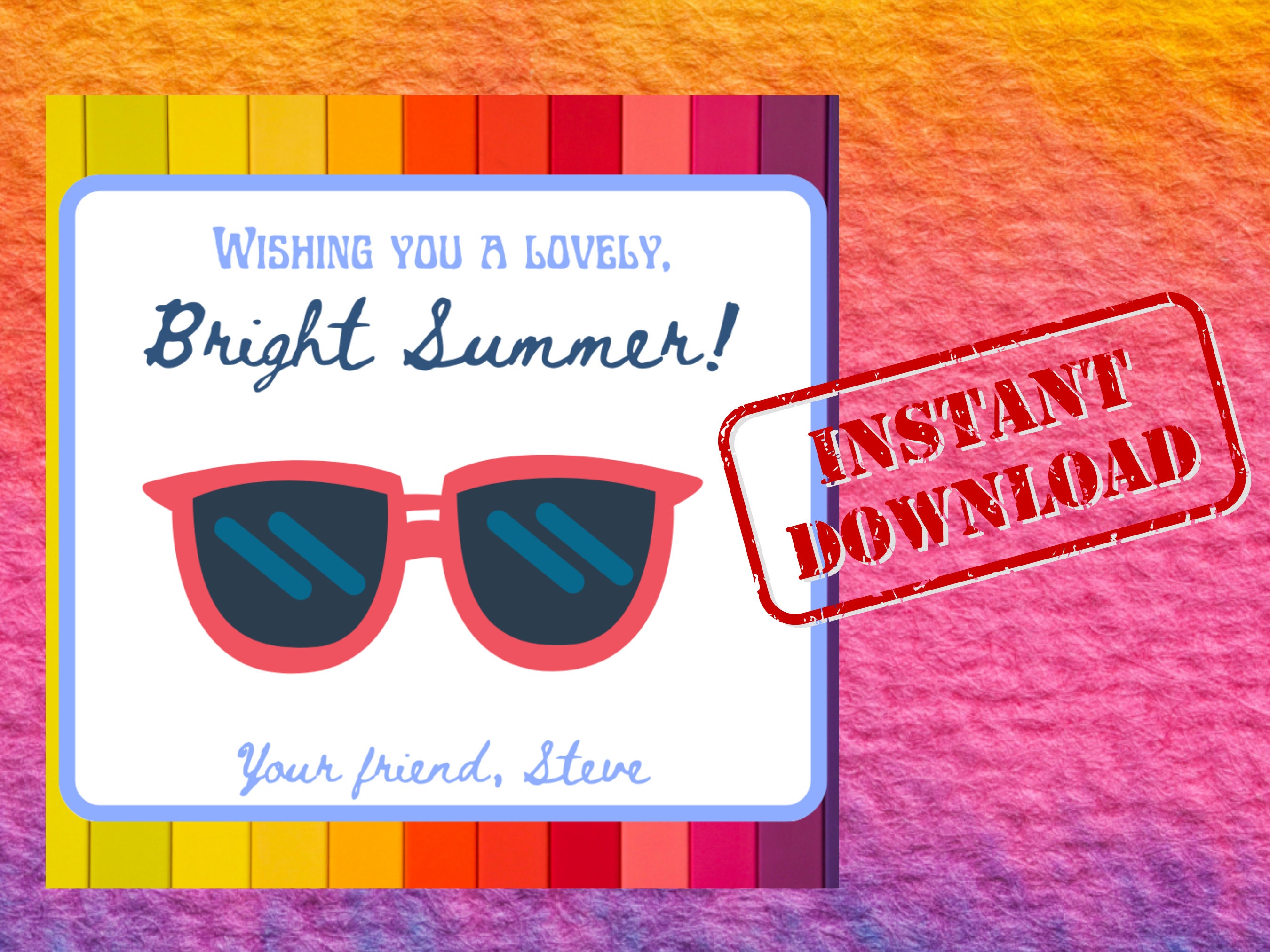 Editable End of School Gift Tags for Class, Bright Summer Sunglasses ...
