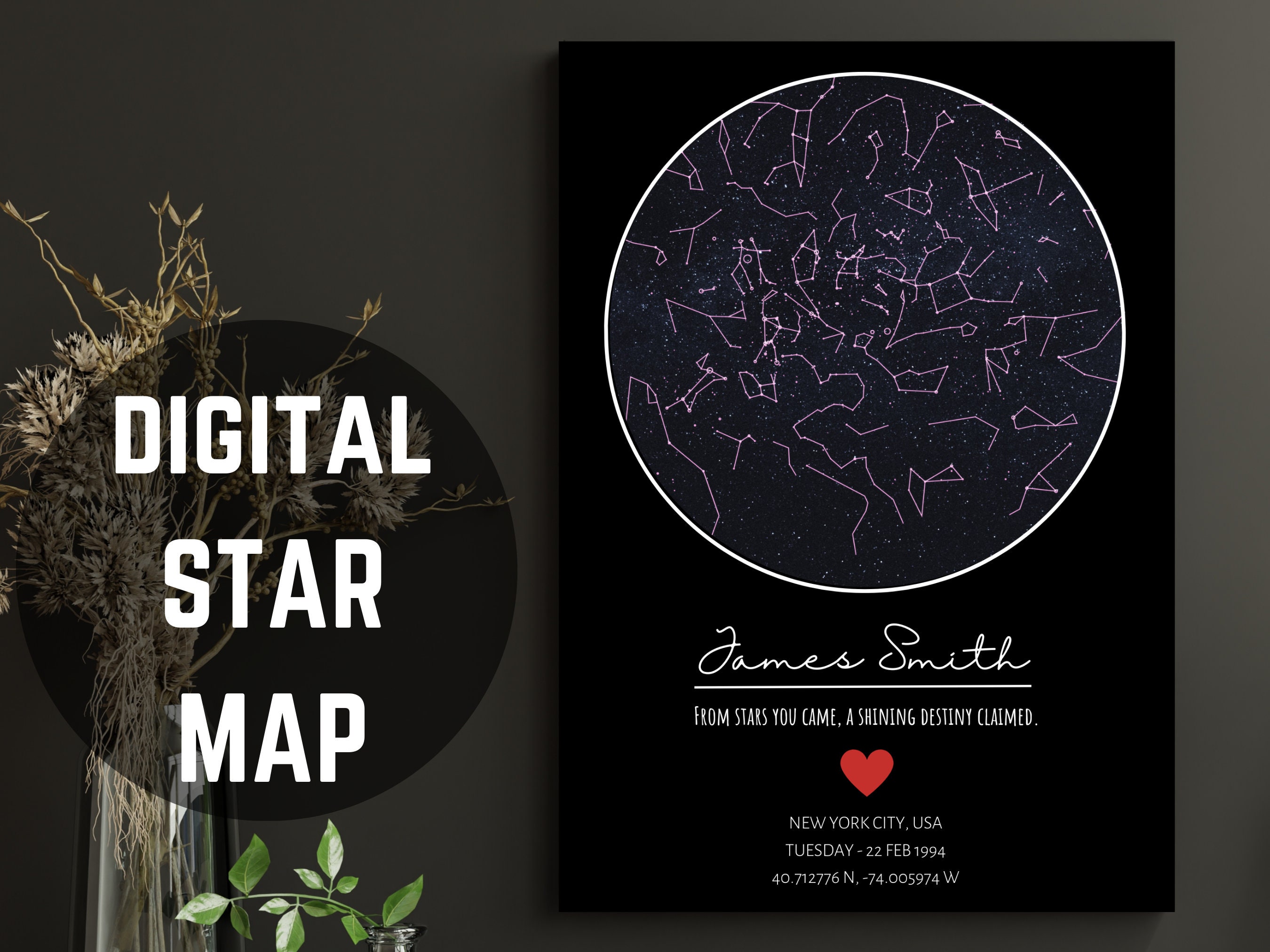 Printable Star Map by Date Instant Download Star Map Poster - Etsy ...