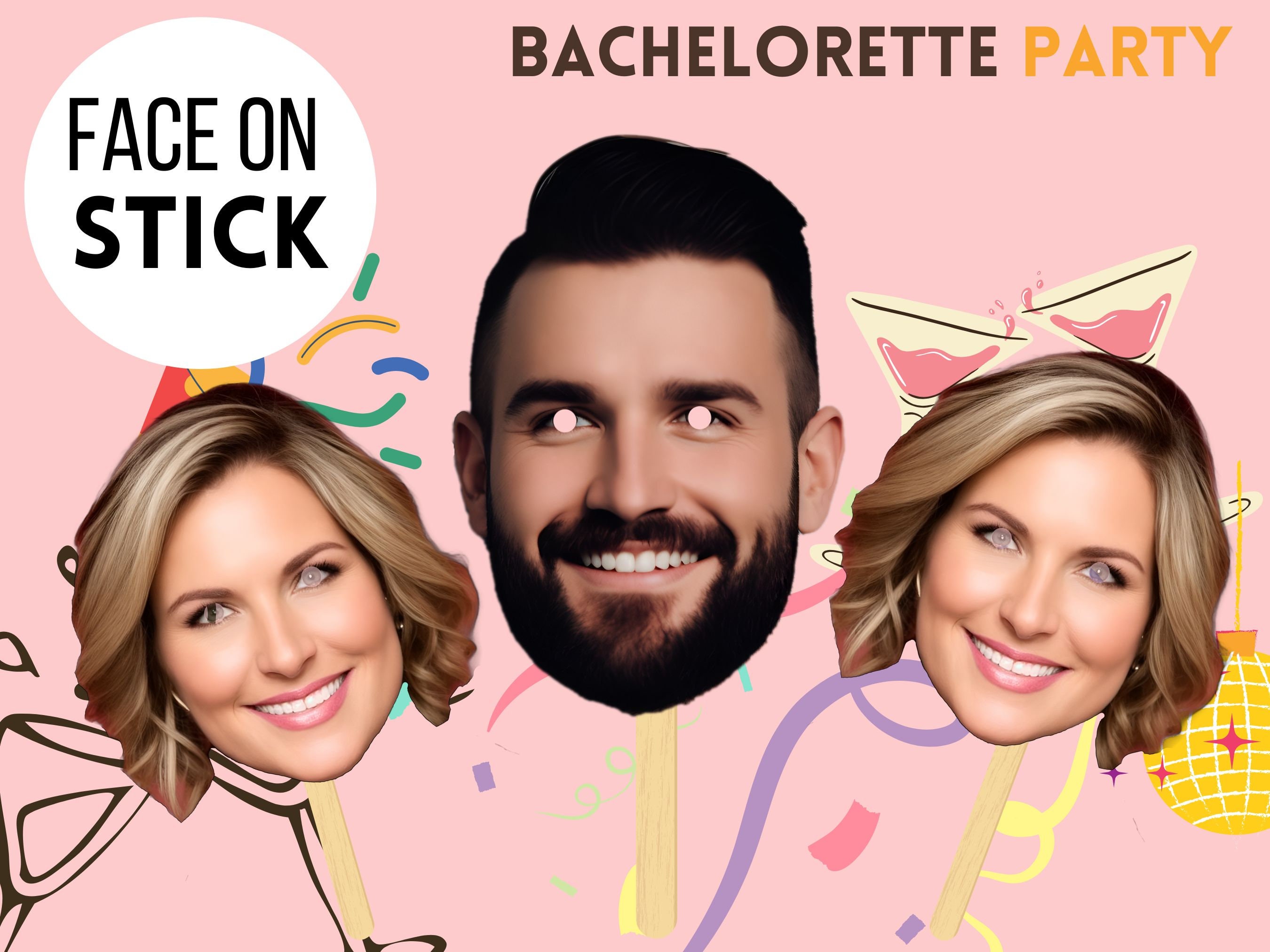 Face on A Stick Printable Face Mask Big Head Cutouts Birthday ...