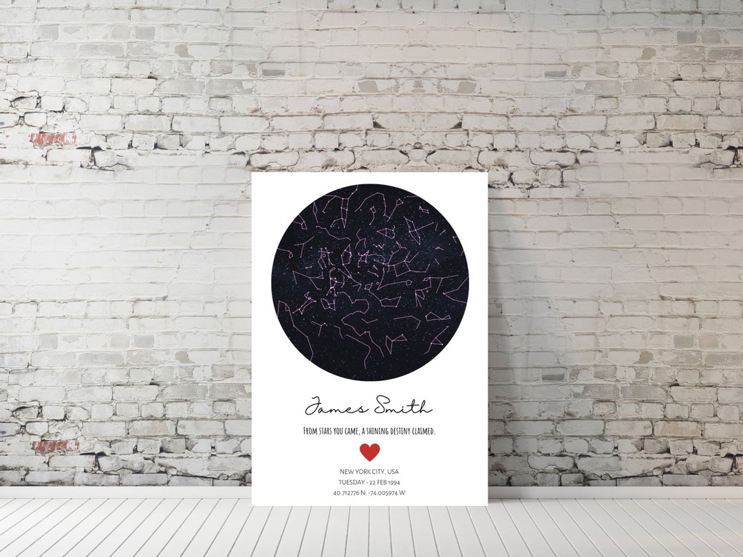 Printable Star Map by Date Instant Download Star Map Poster - Etsy ...