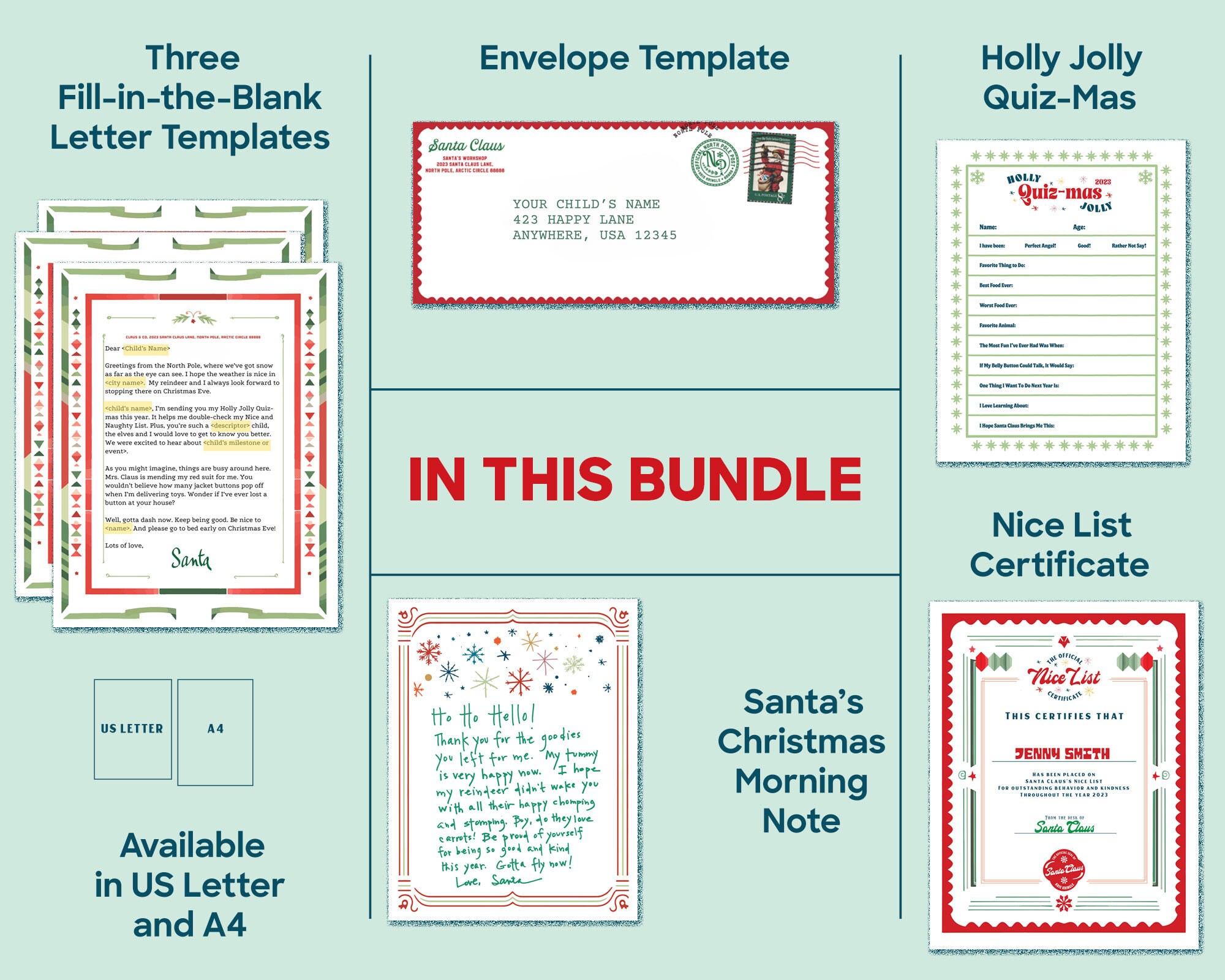 EDITABLE Letter From Santa Template Time Capsule Nice List Certificate ...