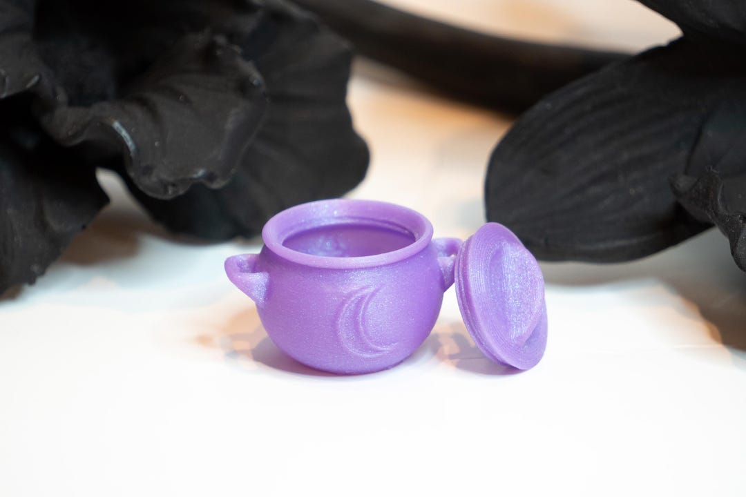 3D Printed Mini Purple Sparkle Cauldron W/ Functioning Lid - Etsy