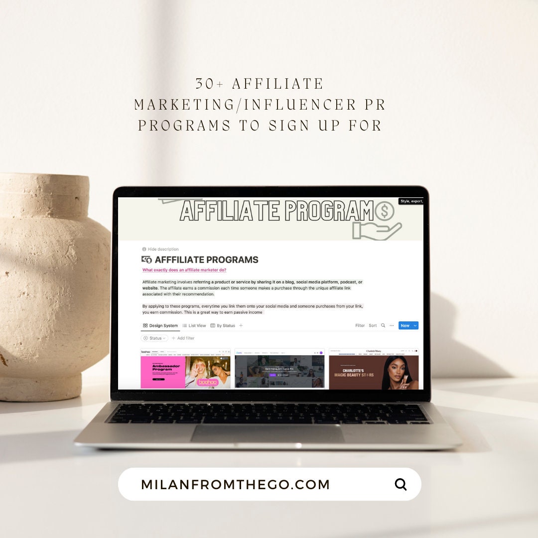 Influencer and Affiliate Program Guide Notion Template | Affiliate ...