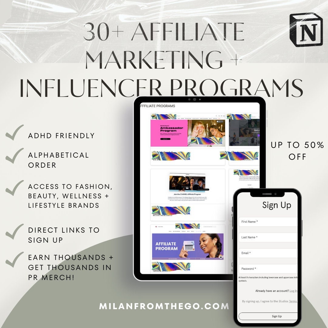 Influencer and Affiliate Program Guide Notion Template | Affiliate ...