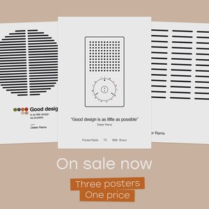 Dieter Rams 3 Poster Set - Good Design Poster Set - Poster Set of 3 ...