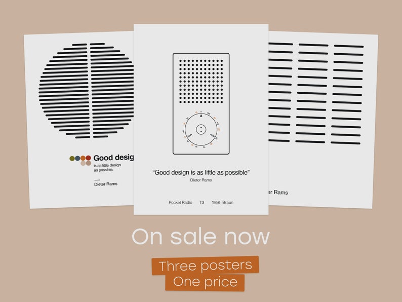 Dieter Rams 3 Poster Set - Good Design Poster Set - Poster Set of 3 ...