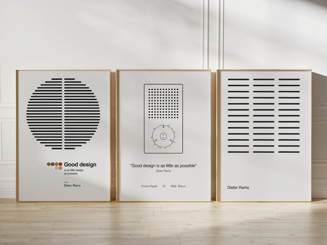 Dieter Rams 3 Poster Set - Good Design Poster Set - Poster Set of 3 ...