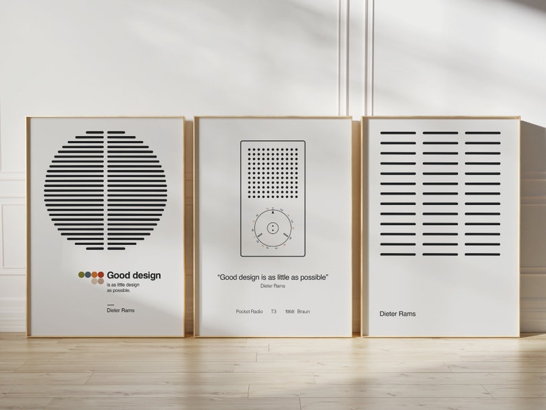 Dieter Rams 3 Poster Set - Good Design Poster Set - Poster Set of 3 ...
